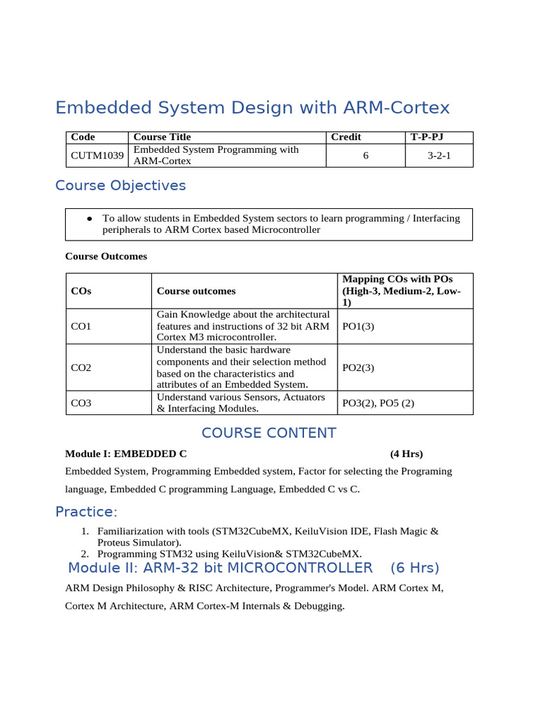 Embedded System Design With ARM | PDF | Embedded System | Microcontroller