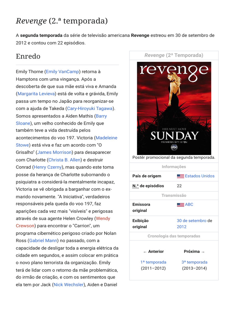 Revenge (2. Temporada) Resumo de Episódios | PDF | Séries para TV ...
