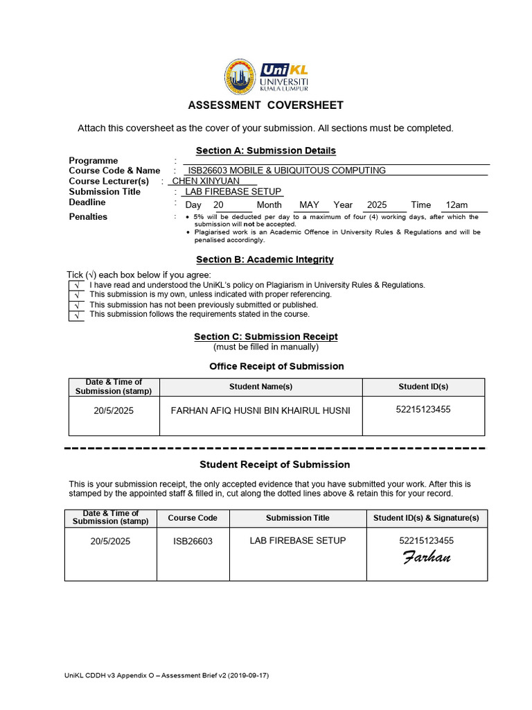 Lab Firebase Farhan Afiq Husni 52215123455 | PDF