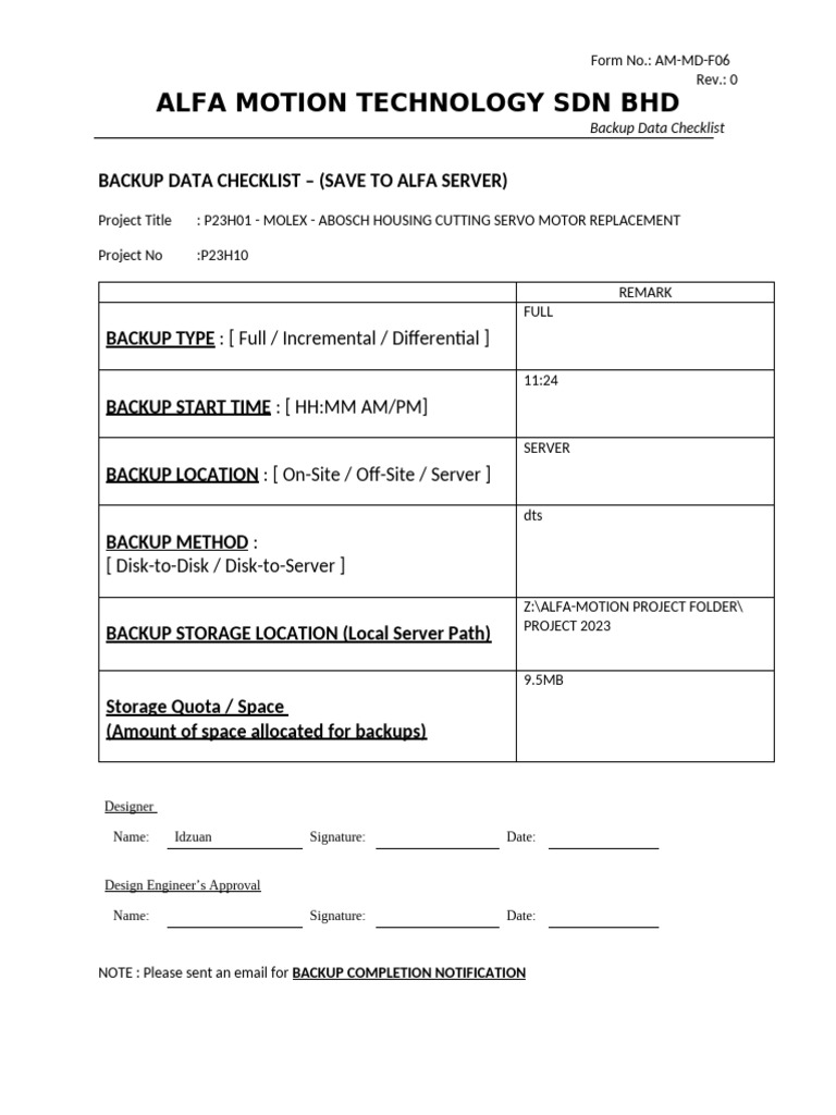 Data Backup Checklist | PDF