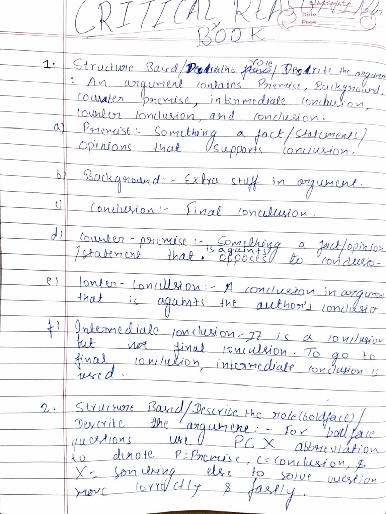 Critical Resoning Handwritten Notes - GMAT | PDF
