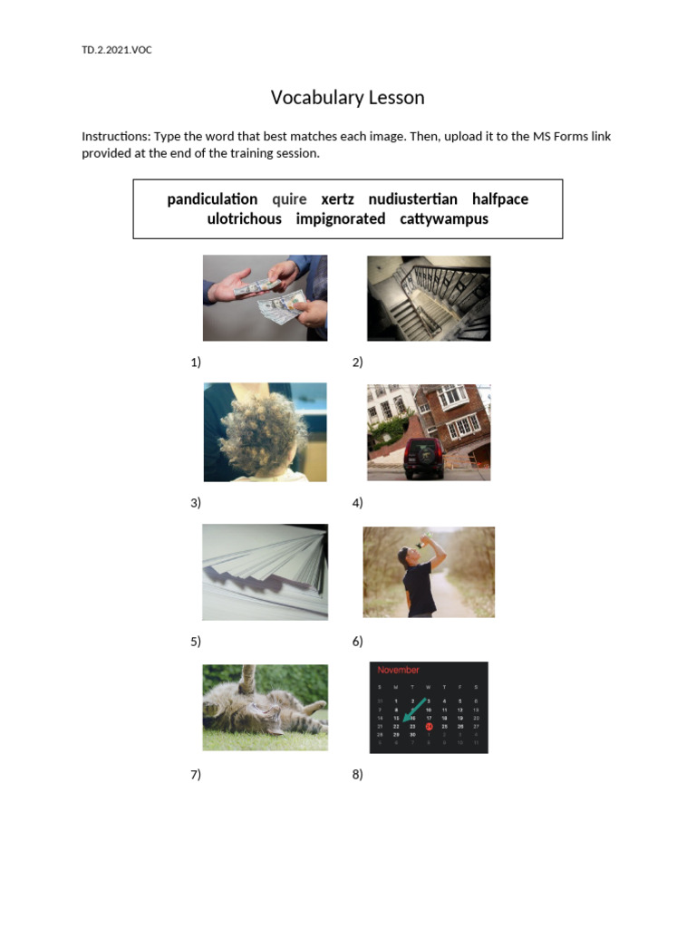 Handout1 VocabularyLesson WS1 | PDF