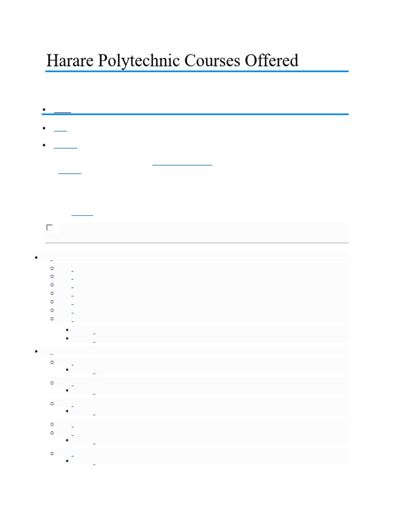 Harare Polytechnic Courses Offered | PDF | Engineering | Mechanical ...
