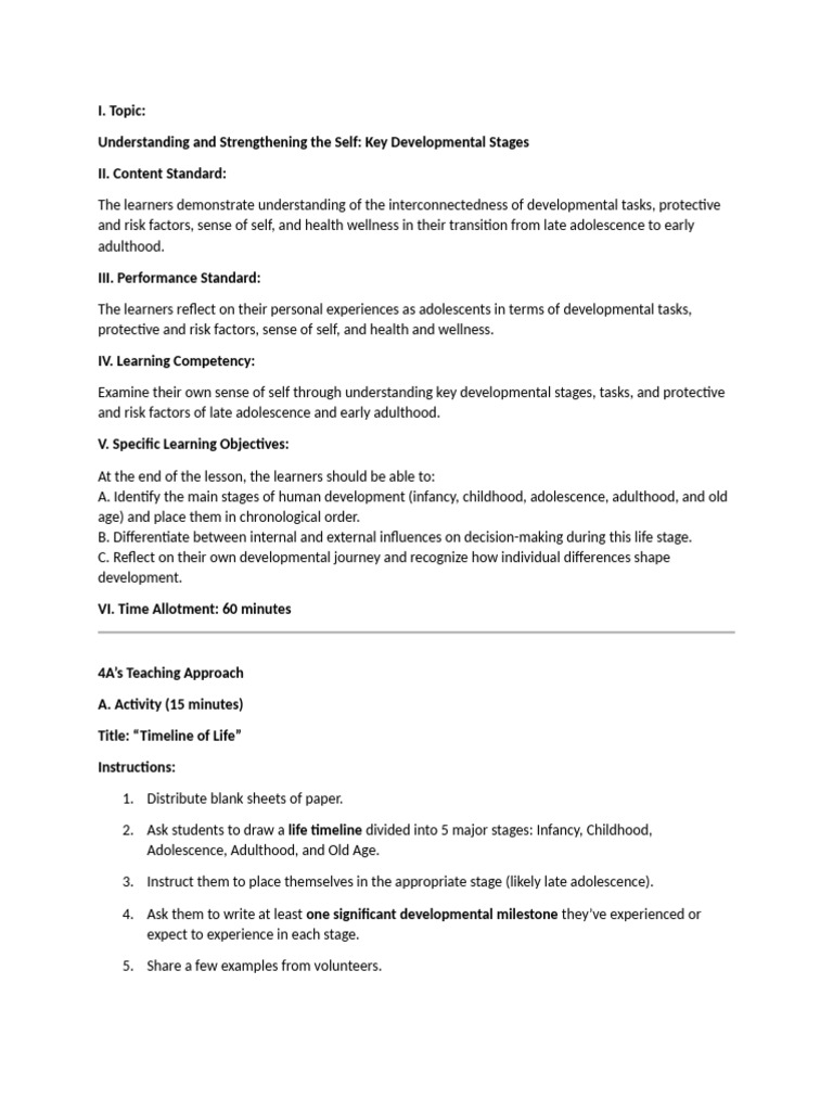 Lesson Plan Life Skills | PDF | Adolescence | Behavioural Sciences