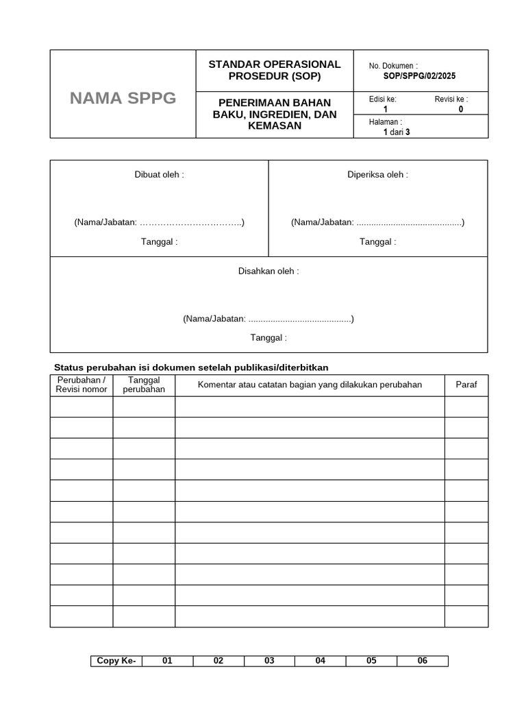 Sop Penerimaan Bahan Baku, Ingredien, Dan Kemasan | PDF