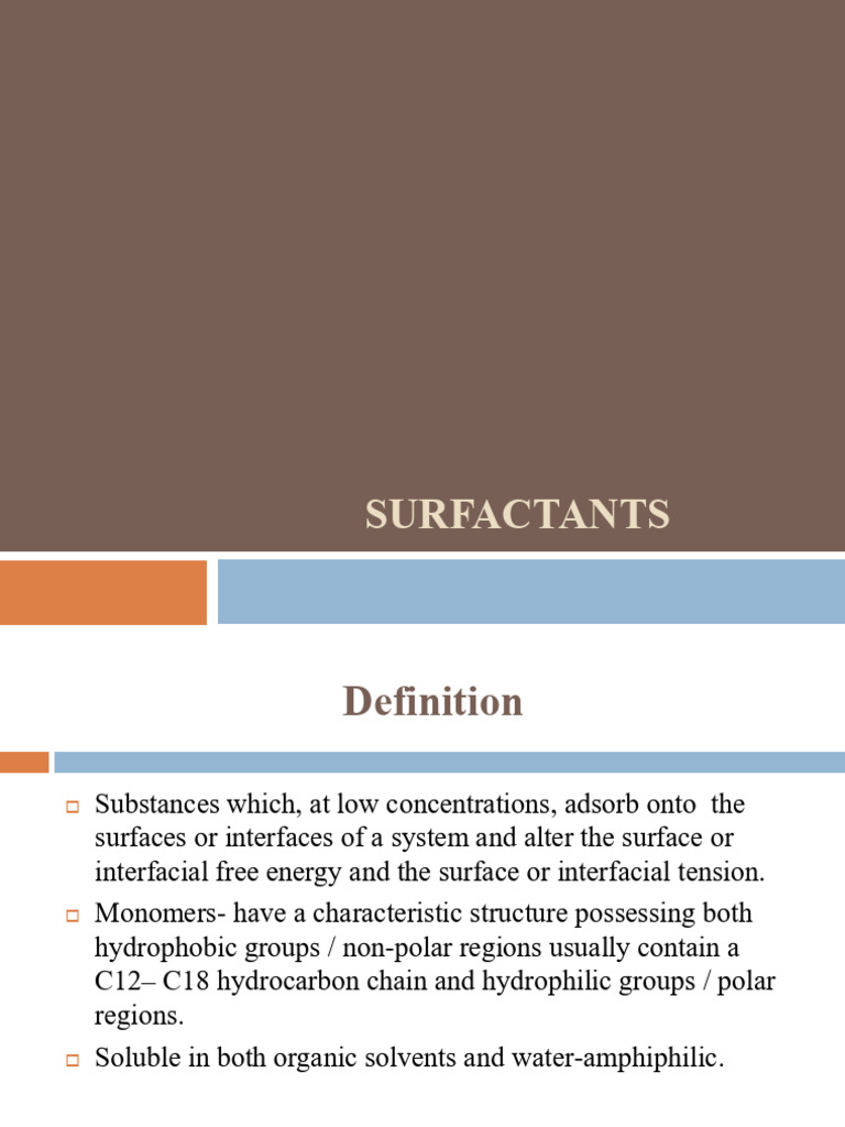 SURFACTANTS | PDF | Surfactant | Emulsion