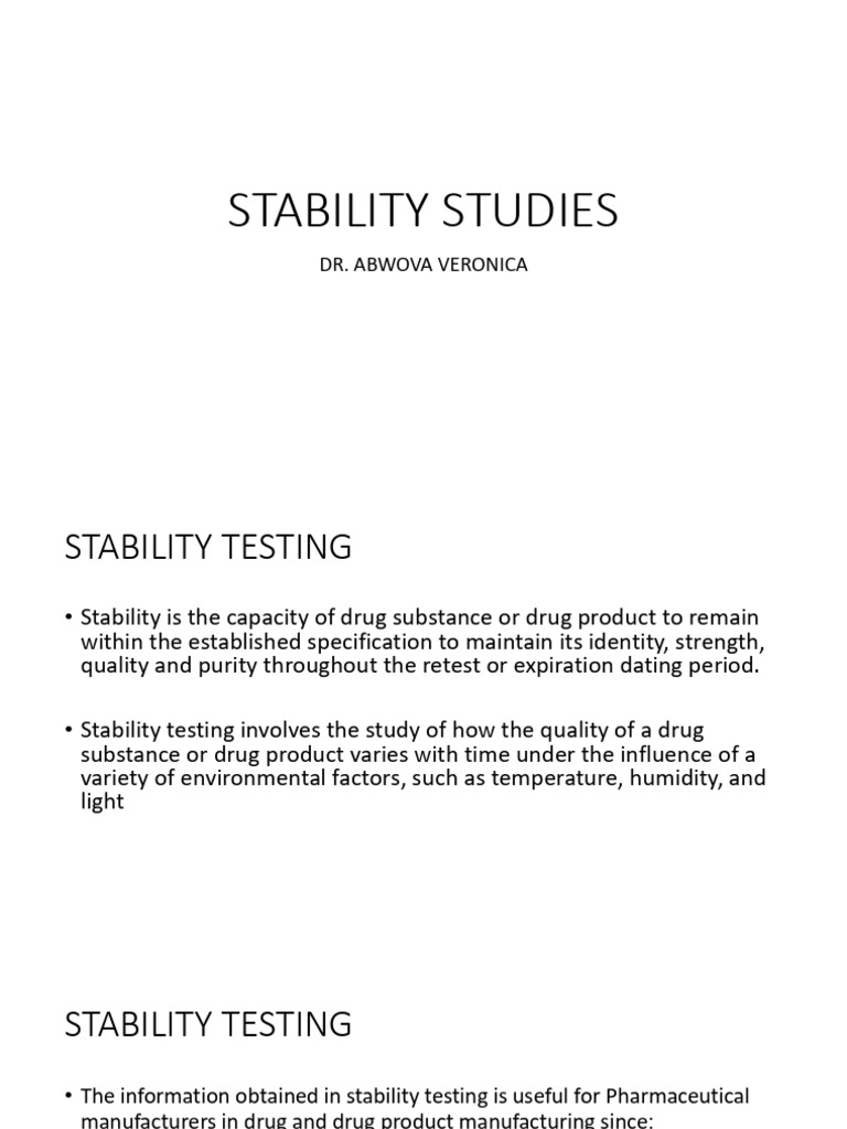 Stability Testing in Pharmaceuticals | PDF | Shelf Life