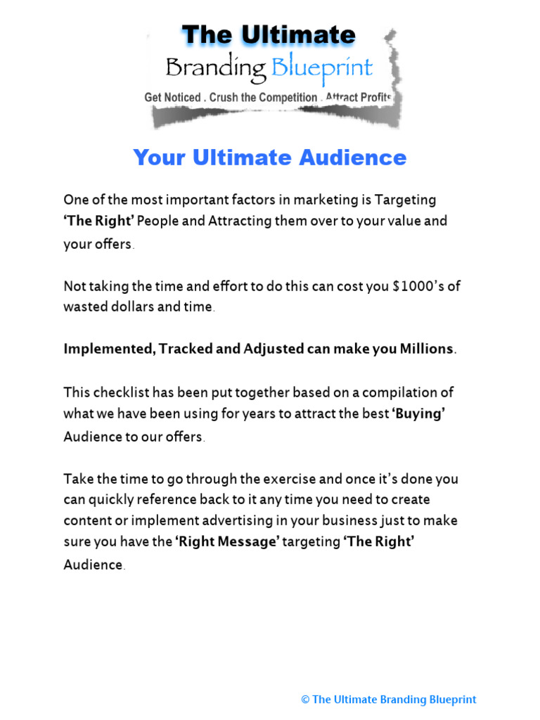 Ultimate Target Audience Checklist | PDF | Chess Openings | Chess