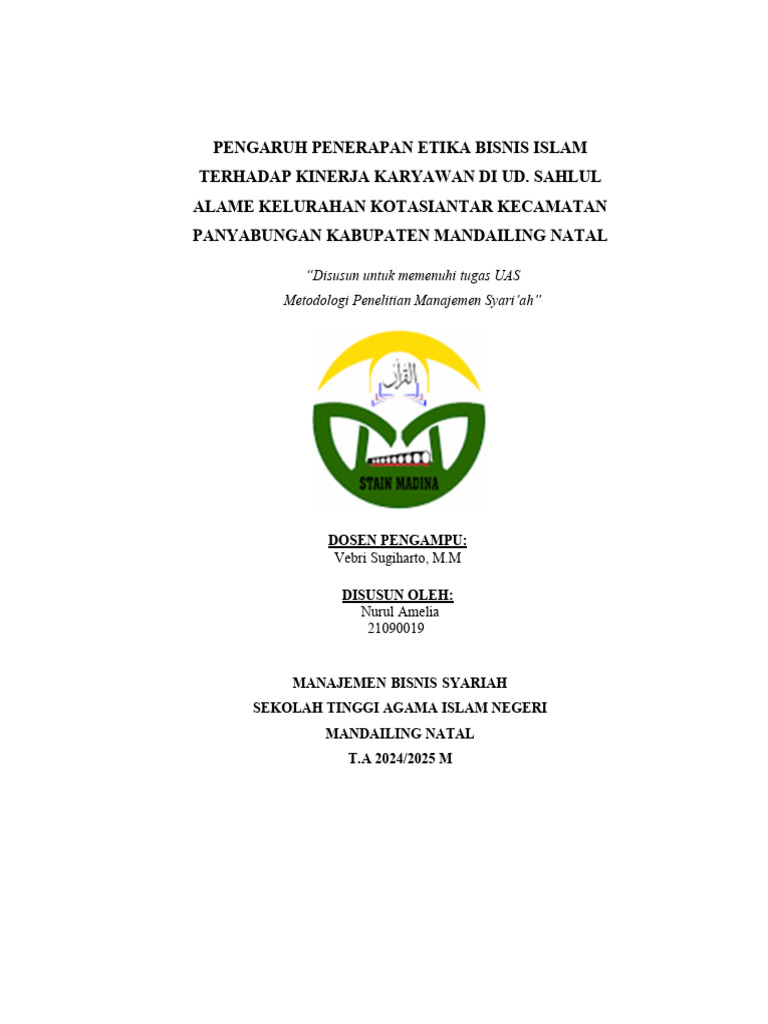 Proposal Nurul Amelia | PDF