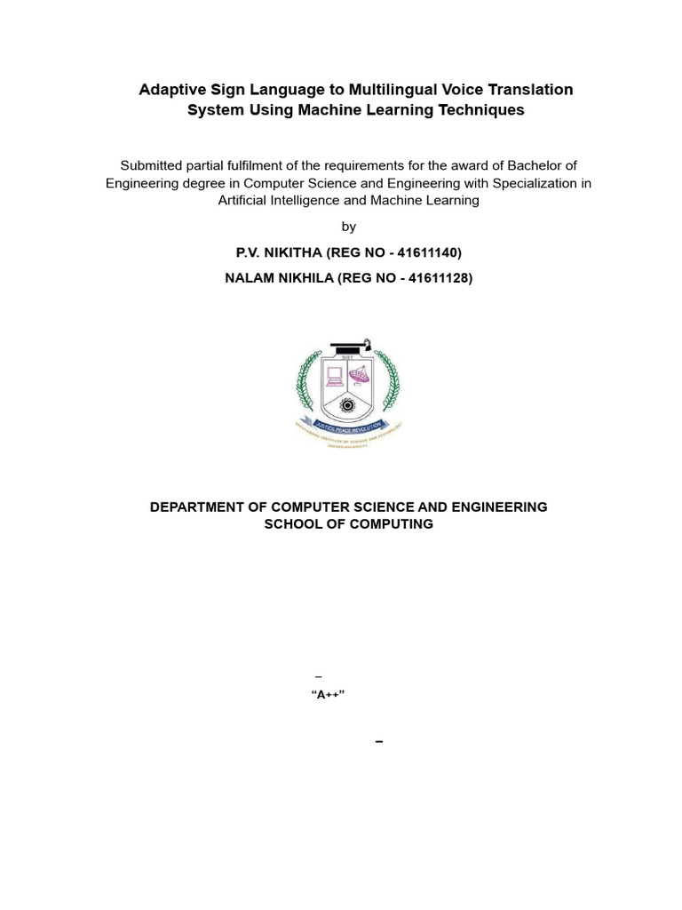 Sign Language to Voice Translation System | PDF | Computer Security ...