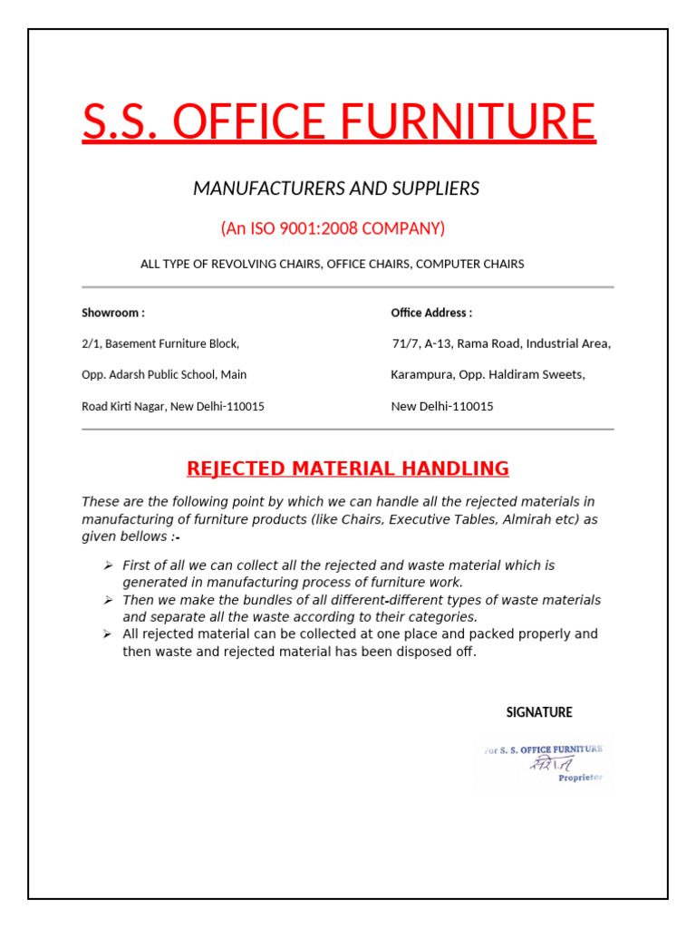 Rejected Material Handled | PDF