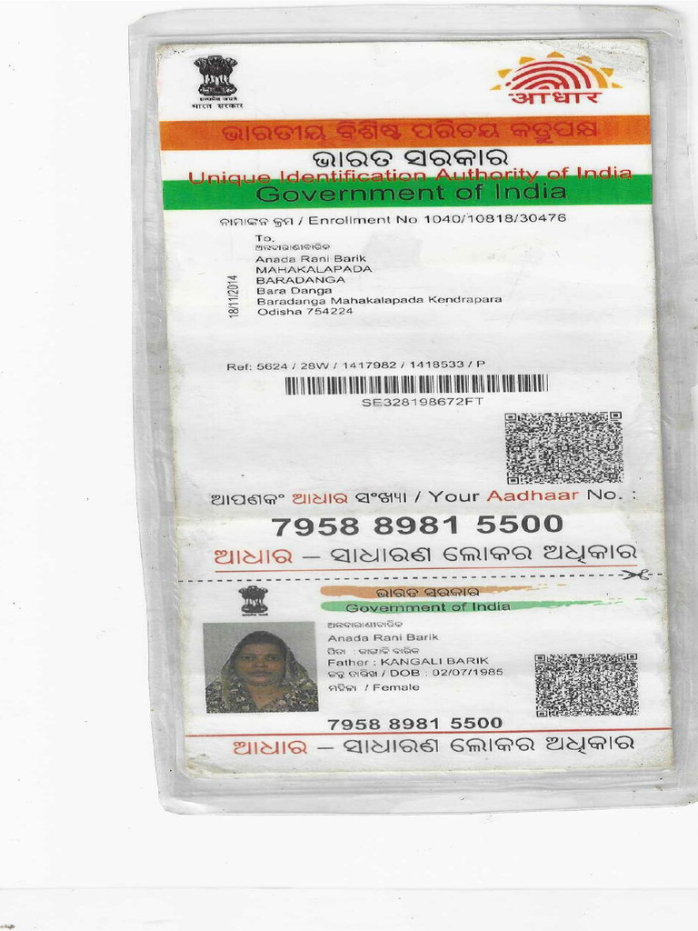 Anada Rani Barik Adhaar | PDF