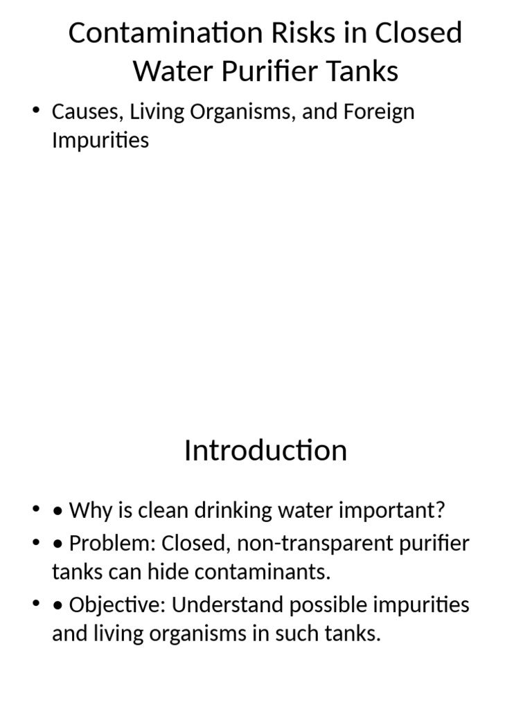 Water Purifier Tank Contamination | PDF