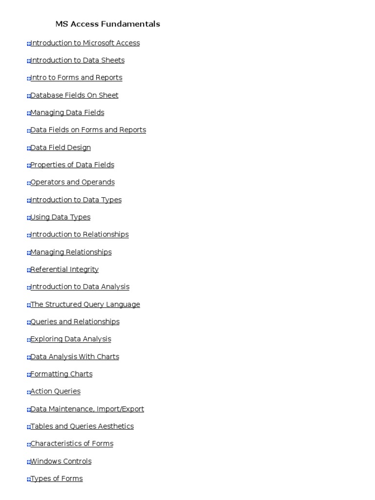 MS Access Fundamentals | PDF | Microsoft Access | Visual Basic For Applications