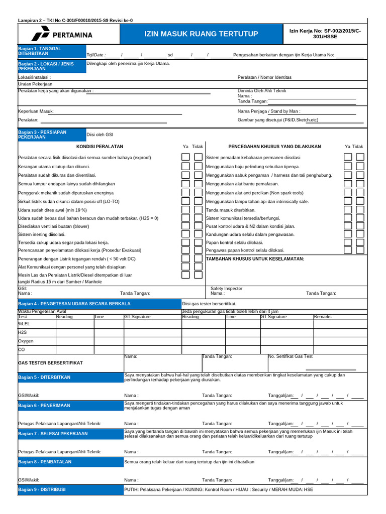 Izin Masuk Ruang Tertutup TKI 2015 | PDF