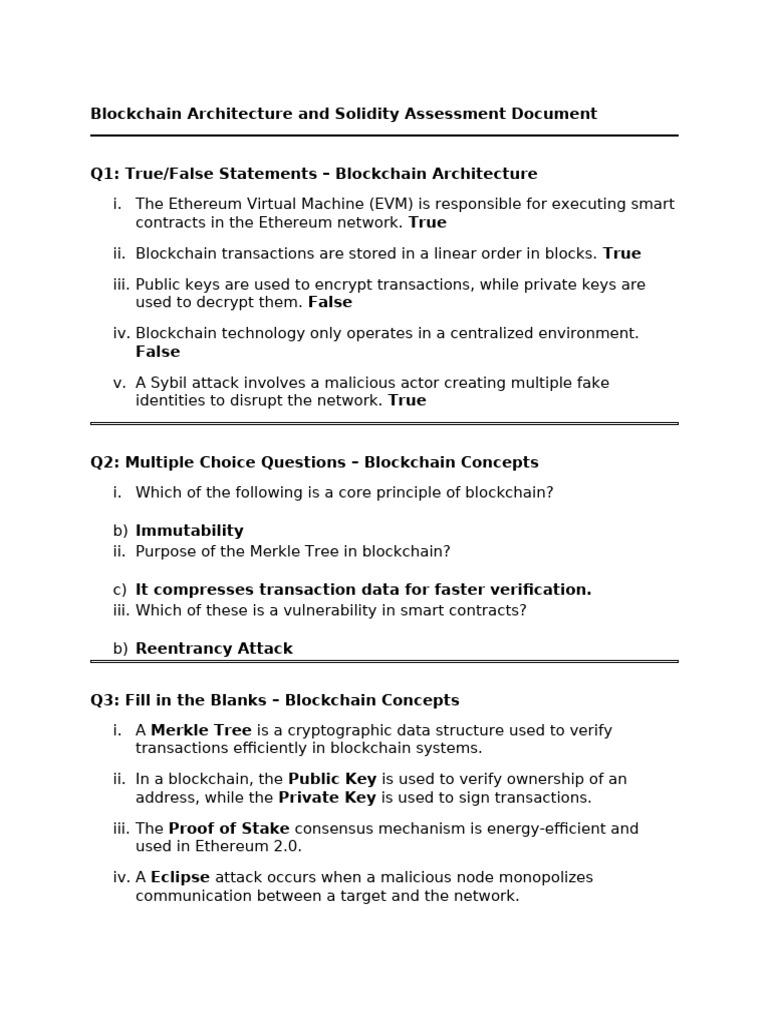 Blockchain Architecture Exam | PDF | Public Key Cryptography | Peer To Peer