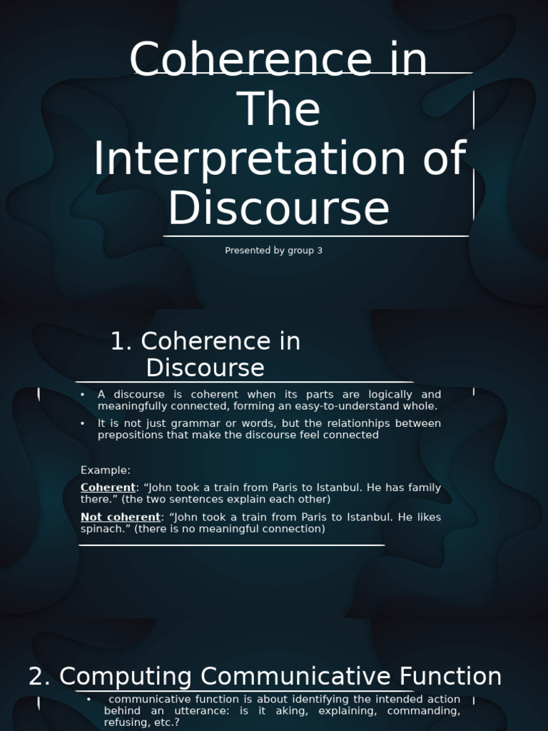 Understanding Coherence in Discourse | PDF | Inference | Cognitive Science
