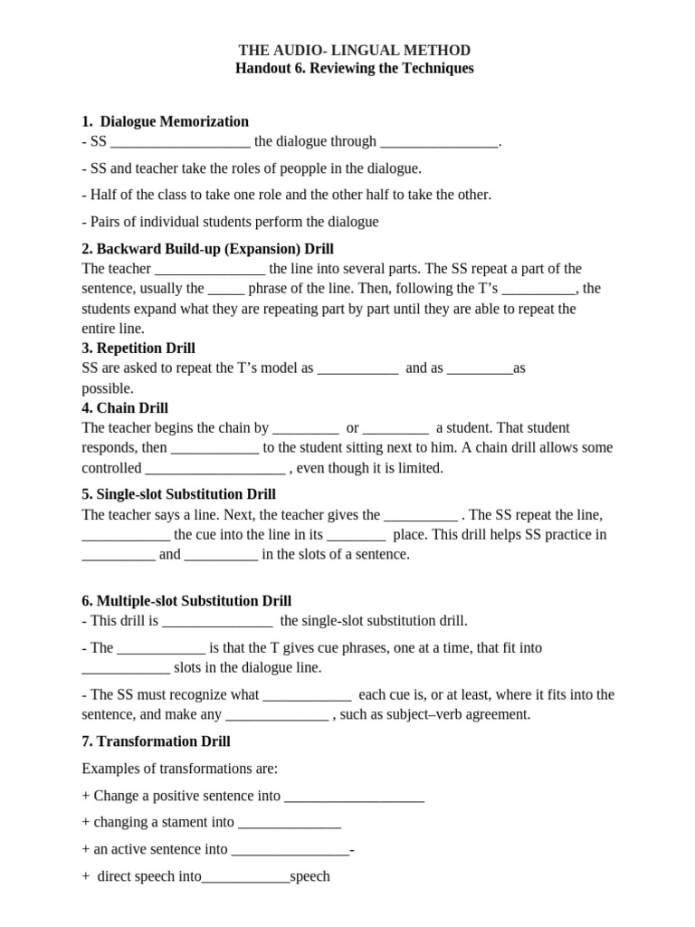 Handout 6. Review The Techniques of ALM | PDF | Human Communication ...