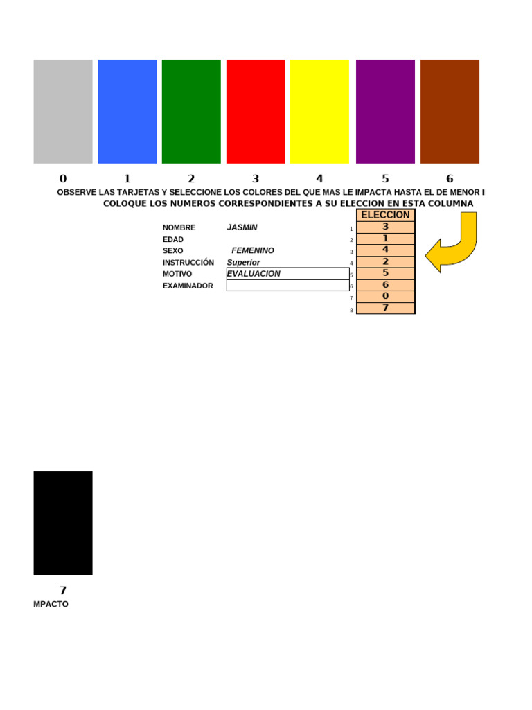 Test de Personalidad Colores Luscher Ok | PDF | Microsoft Excel