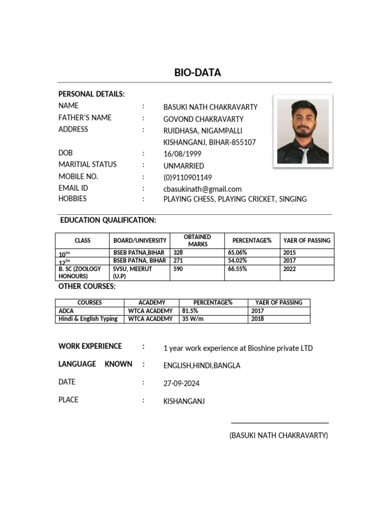 Riju Biodata 2 | PDF