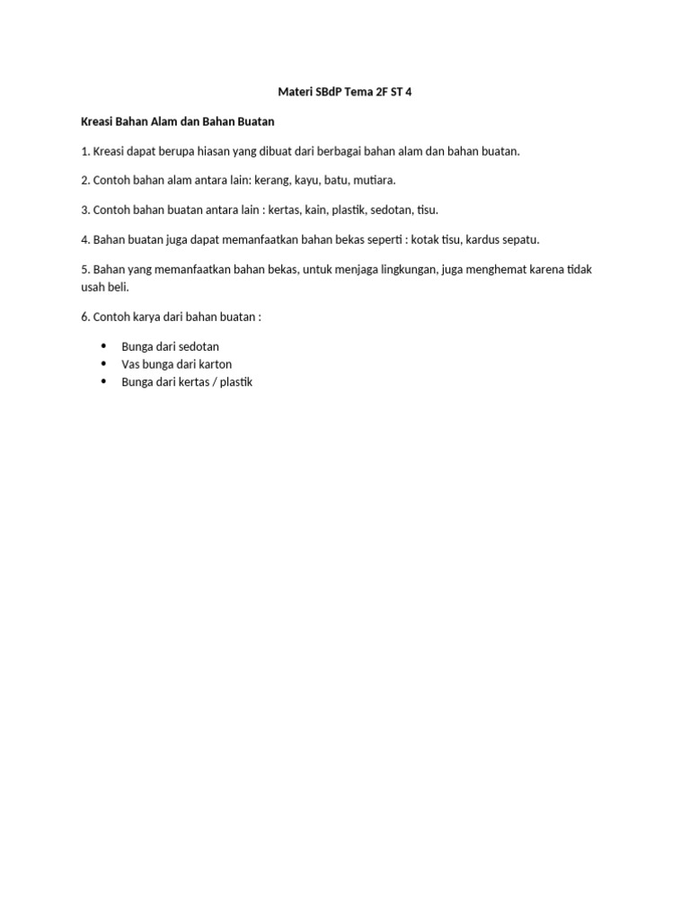 Materi SBDP Tema 2F ST 4 | PDF