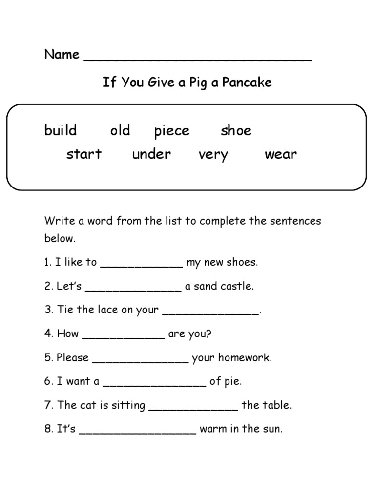 If You Give A Pig A Pancake Theme 7 Week 3 | PDF