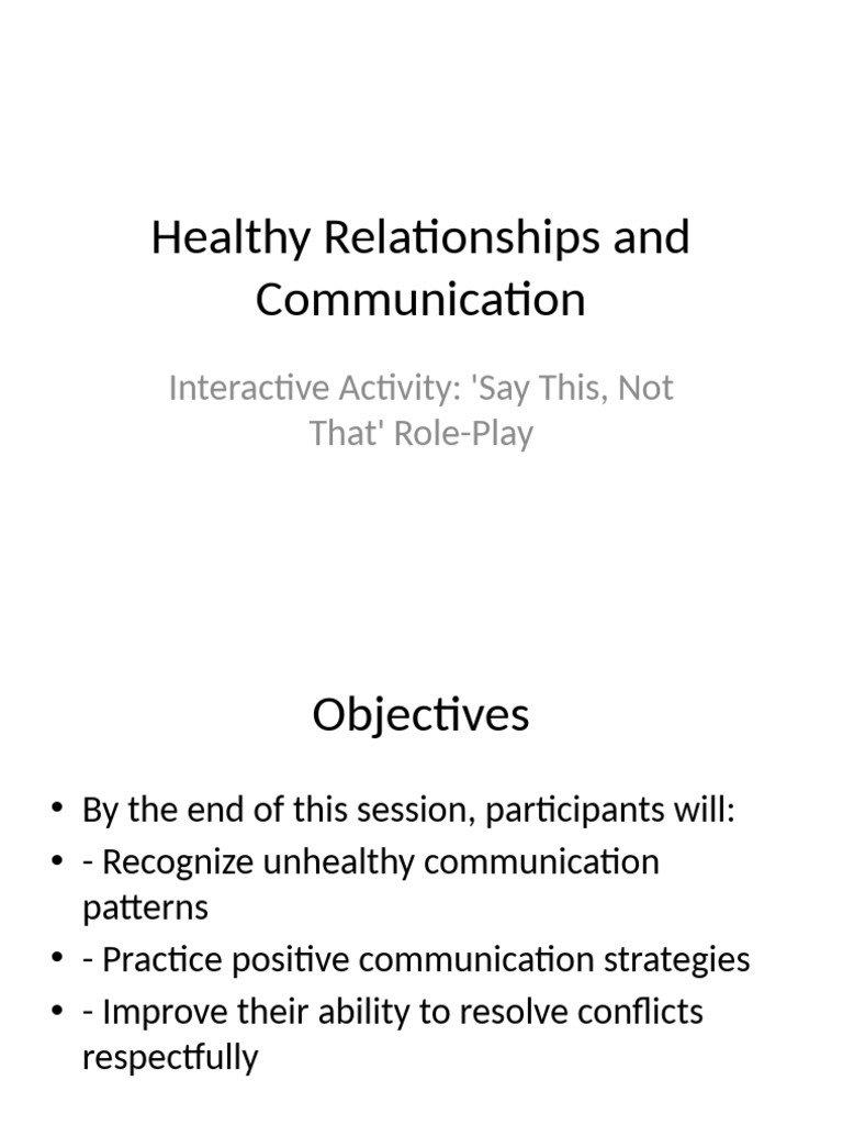 Healthy Relationships Communication | PDF