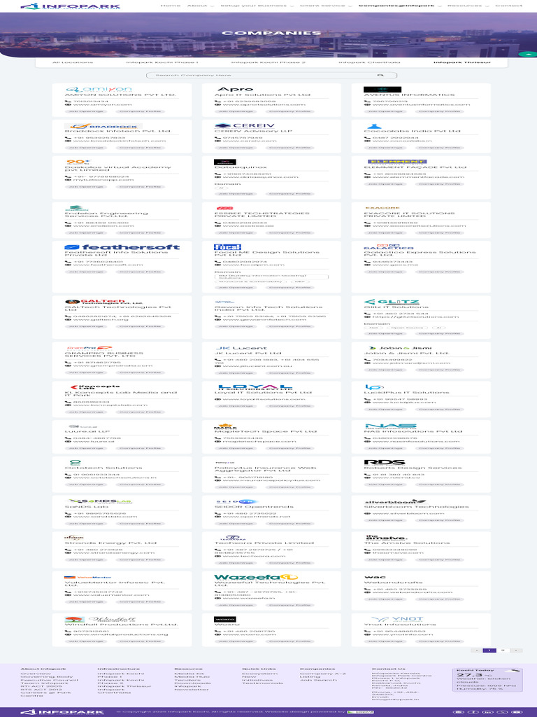 Companies List - Koratty Infopark | PDF | Kerala | Economy Of India