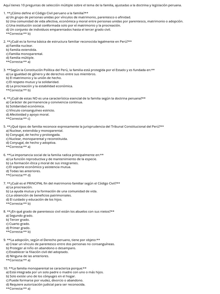 Preguntas sobre la familia en Perú | PDF | Familia | Parentesco