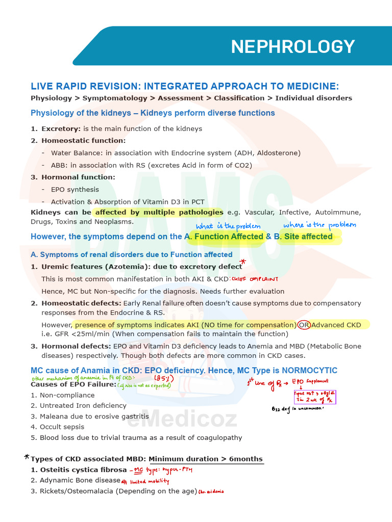 Medicine Nephro Rheumat LRR | PDF | Kidney Disease | Chronic Kidney Disease