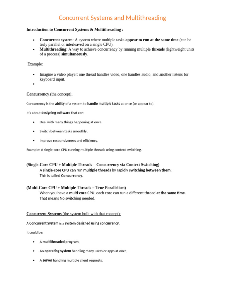 Concurrent Systems and Multithreading | PDF | Thread (Computing) | Multi Core Processor
