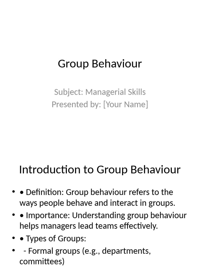 Group Behaviour Presentation | PDF