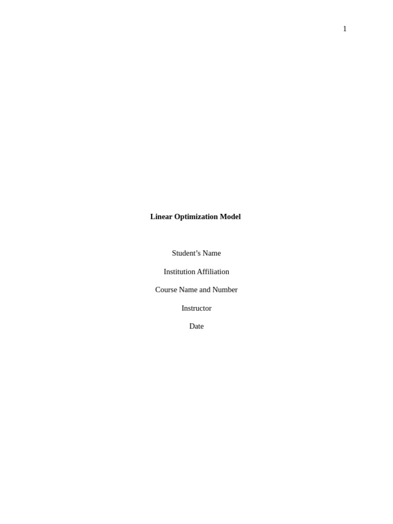 REVIED Linear Optimization Model | PDF