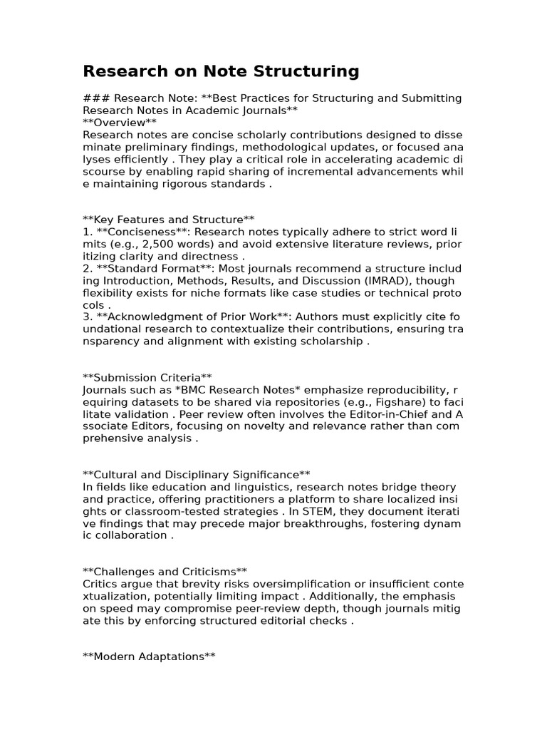 Research On Note Structuring | PDF | Academic Publishing | Science