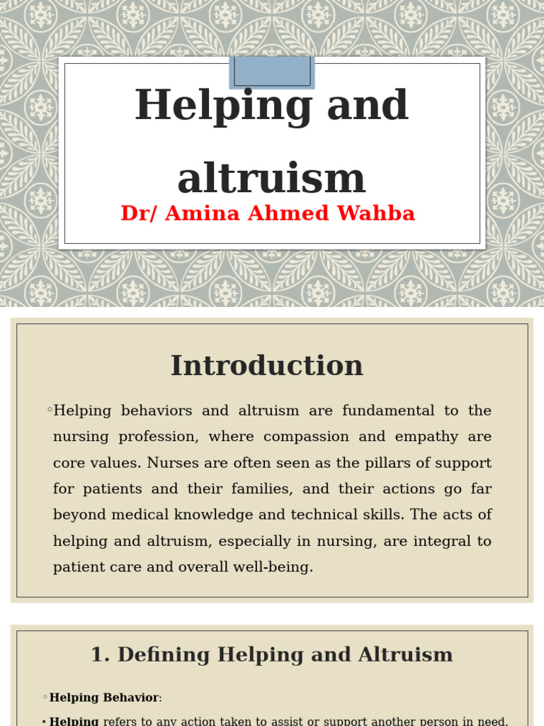 Helping and Altruism | PDF | Altruism | Nursing