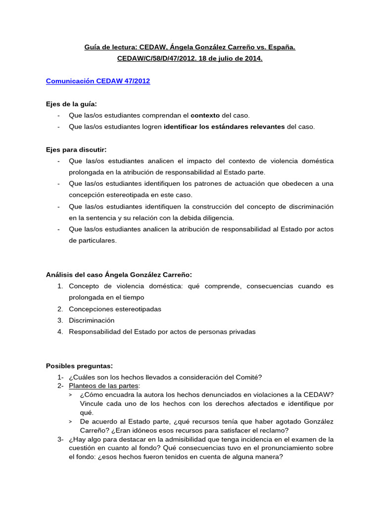 Angela Gonzalez Carreño - Guía de Lectura | PDF | Justicia | Crimen y ...