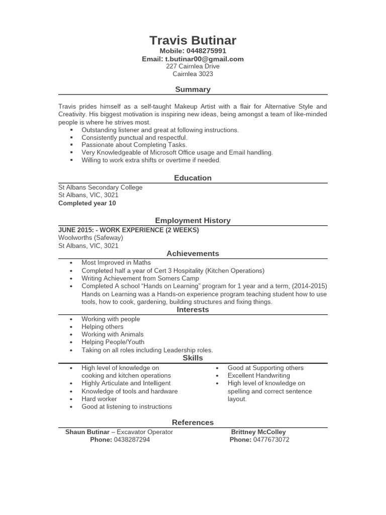Travis Butinar Resume. | PDF