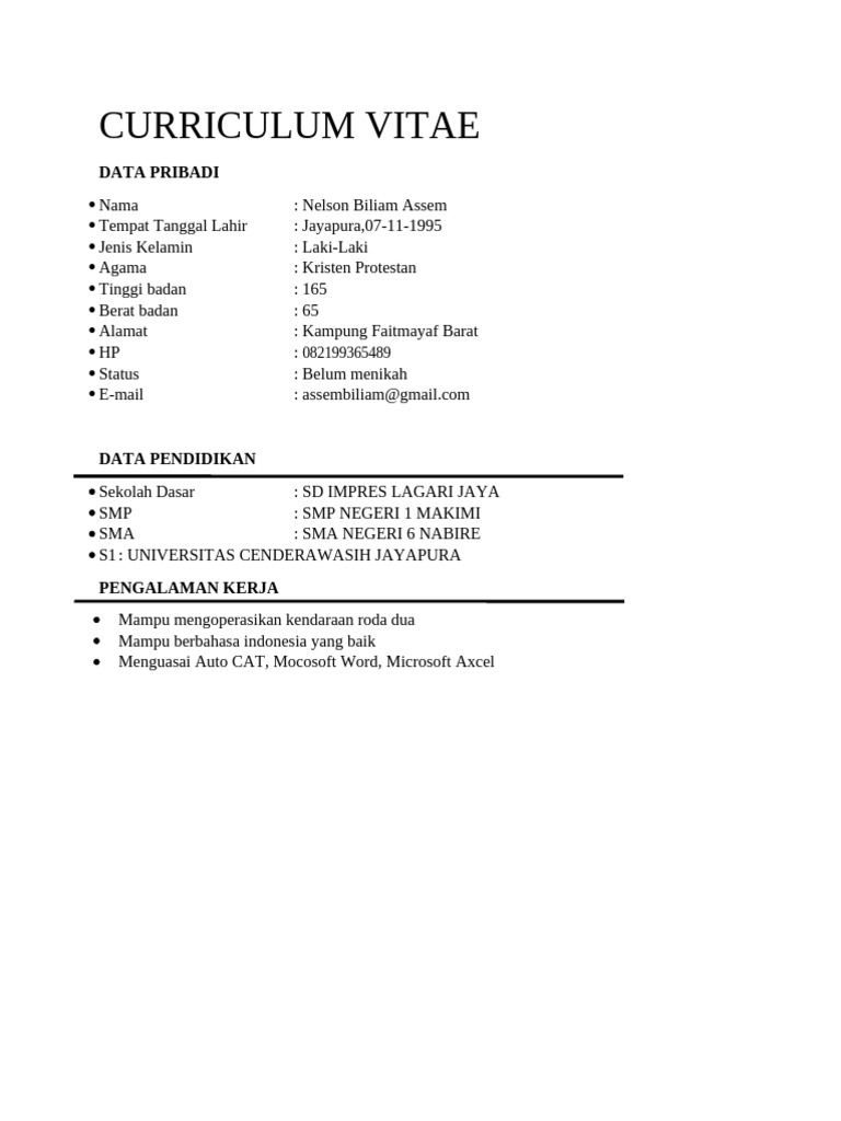 CV Nelson Biliam Assem | PDF