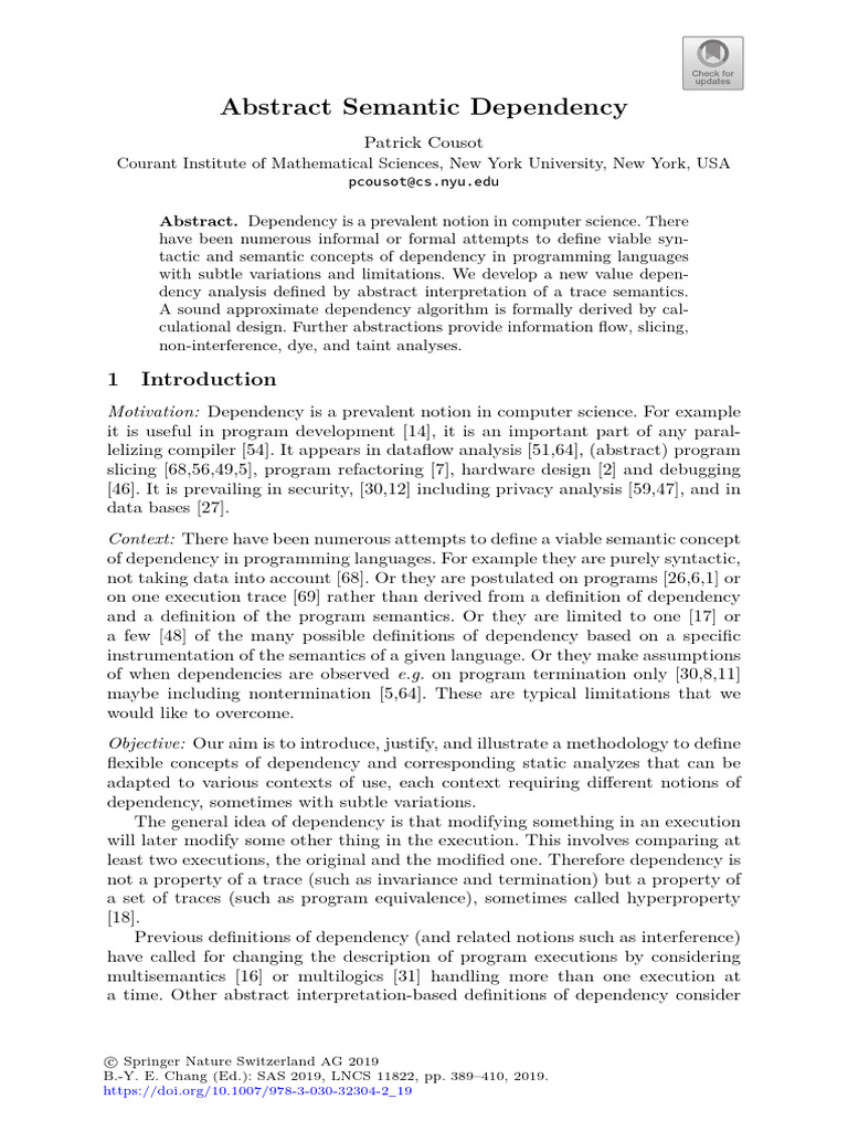 Cousot - Semantic Dependency | PDF | Control Flow | Variable (Mathematics)
