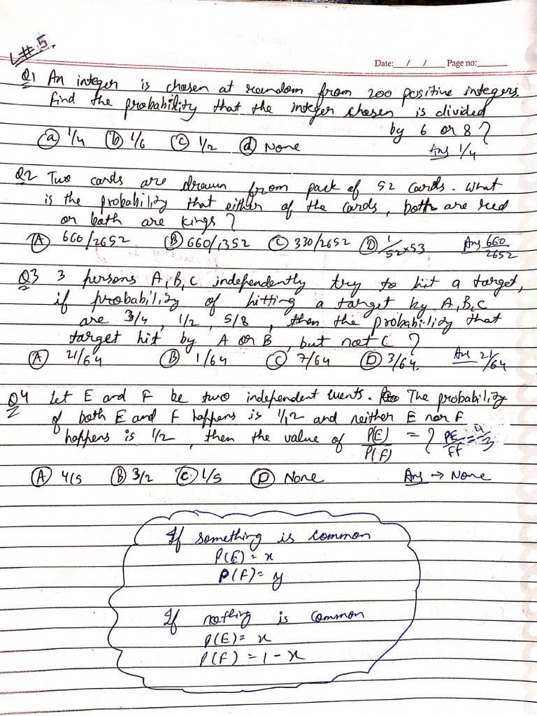 Probability Lecture 5 Notes | PDF