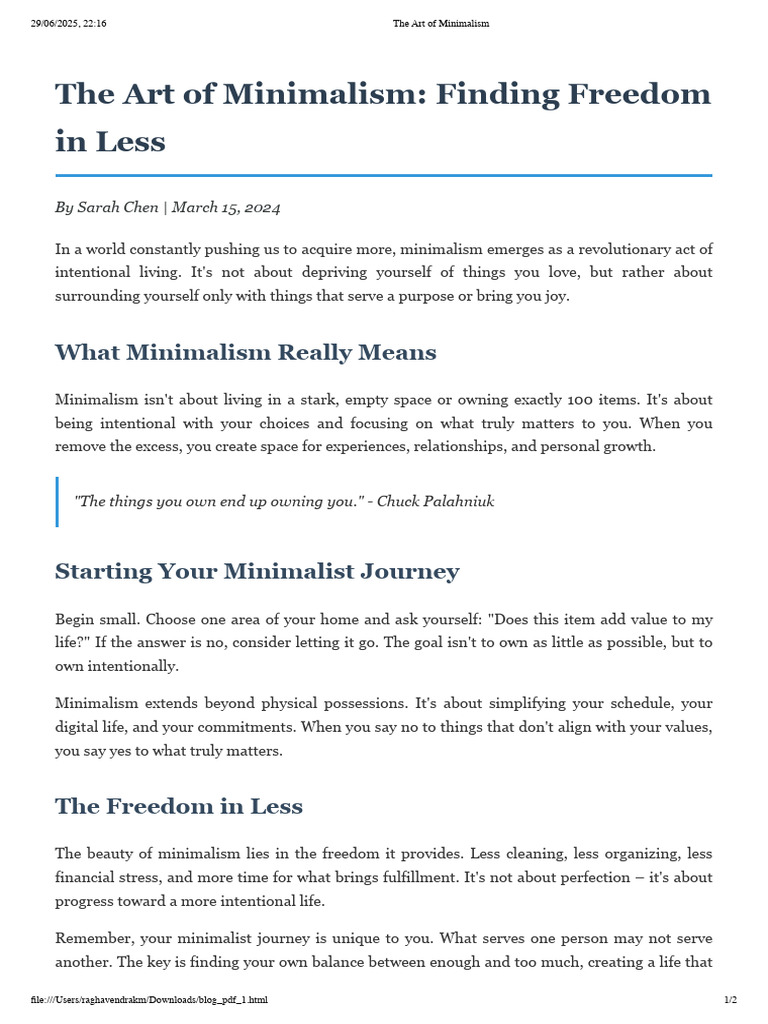 The Art of Minimalism | PDF