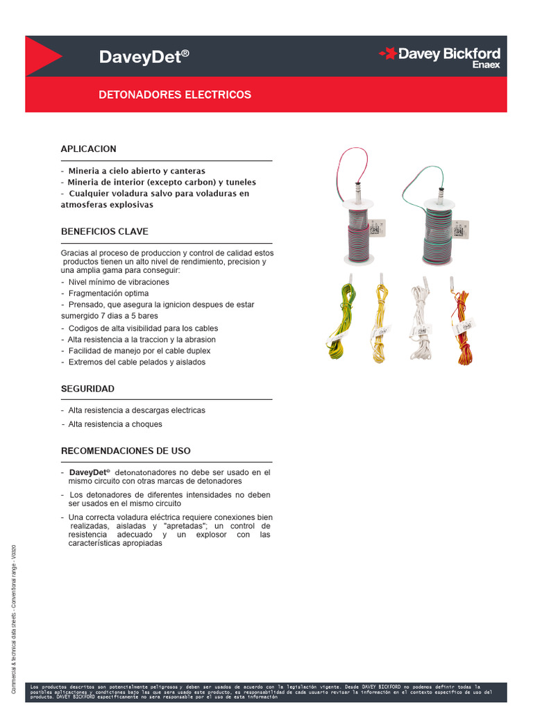 Detonadores Eléctricos DaveyDet® | PDF | Materiales | Sector secundario ...