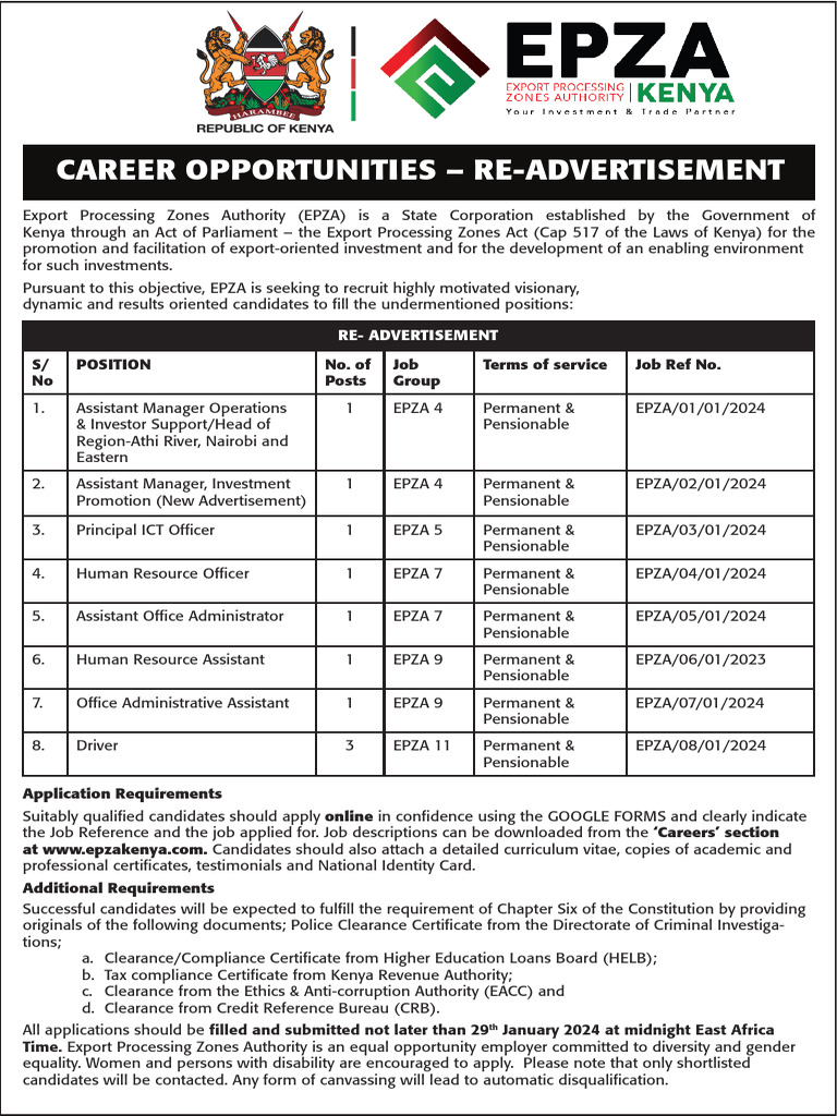 Epza Career Opportunity 20x3 | PDF