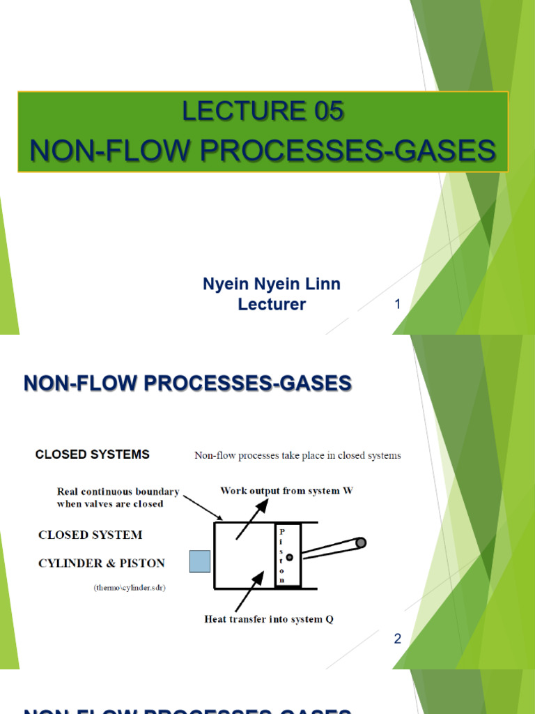 Thermodynamics - Lecture 5 Non Flow Processes - Gases | PDF | Heat | Gases