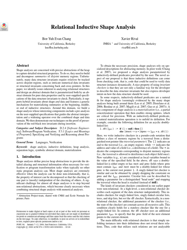 Even Change and Rival - Relational Inductive Shape Analysis | PDF | Mathematics | Computer ...