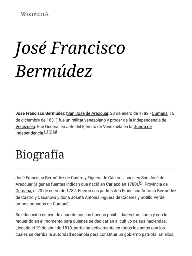 José Francisco Bermúdez - Wikipedia, La Enciclopedia Libre | PDF ...