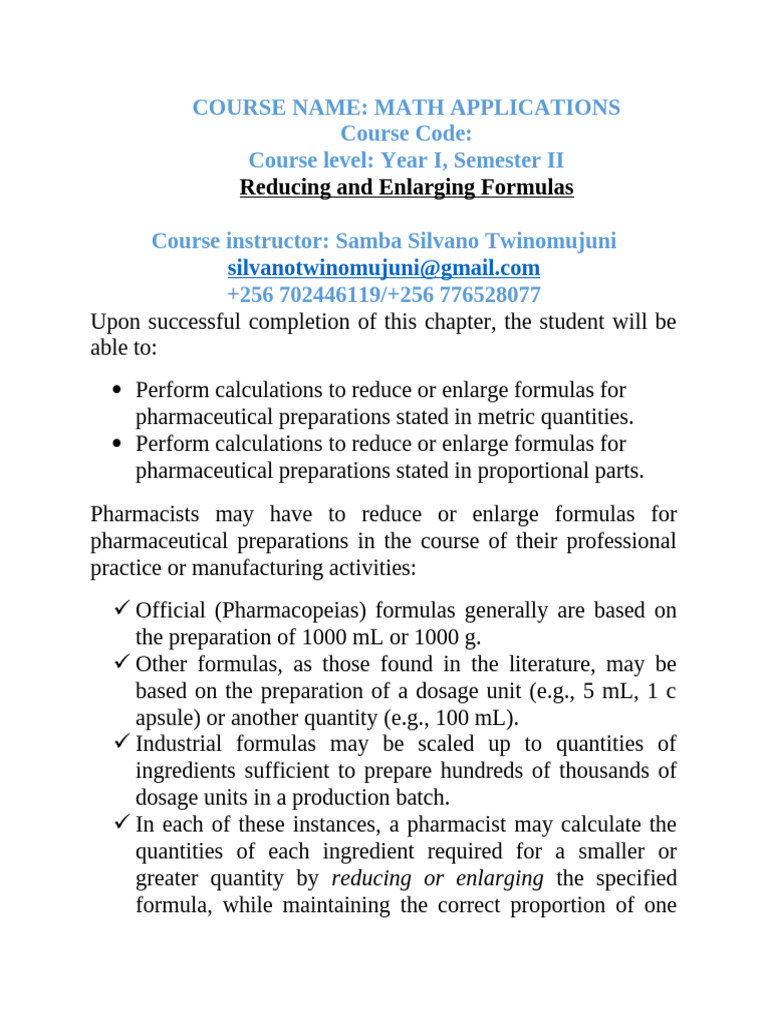 Reducing and Enlarging Pharmacy Formulas | PDF | Topical Medication ...