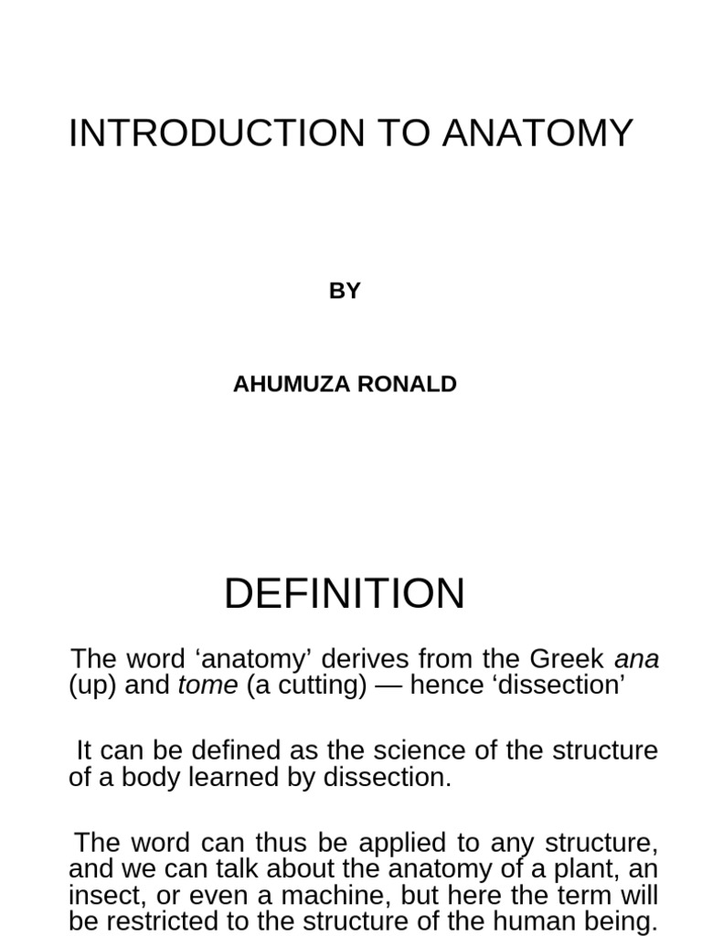 Introduction to Anatomy and Anatomical Nomenclature-ronald | PDF | Anatomical Terms Of Motion ...