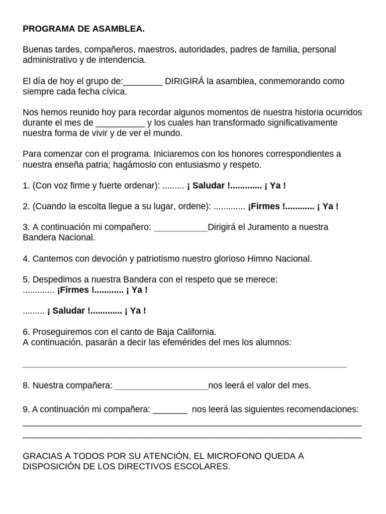 Programa de Asamblea | PDF