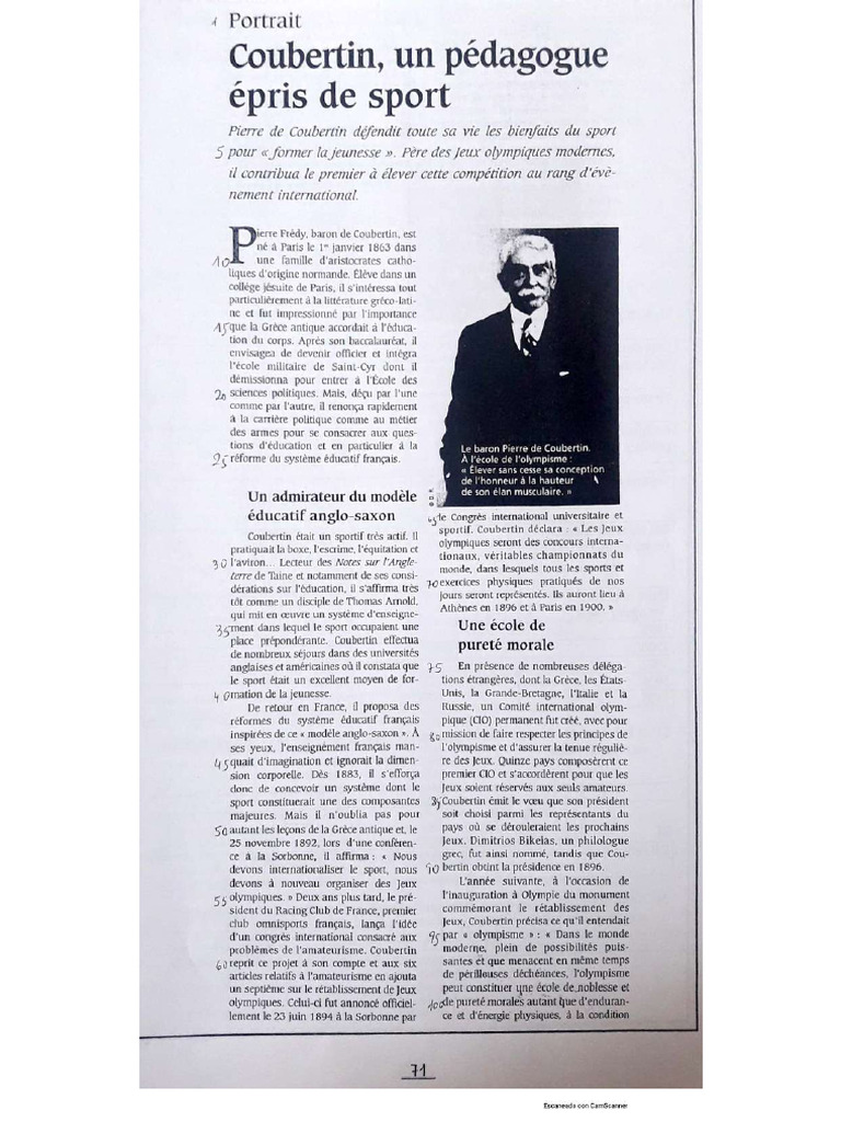 Texto Sobre Pierre de Coubertin | PDF